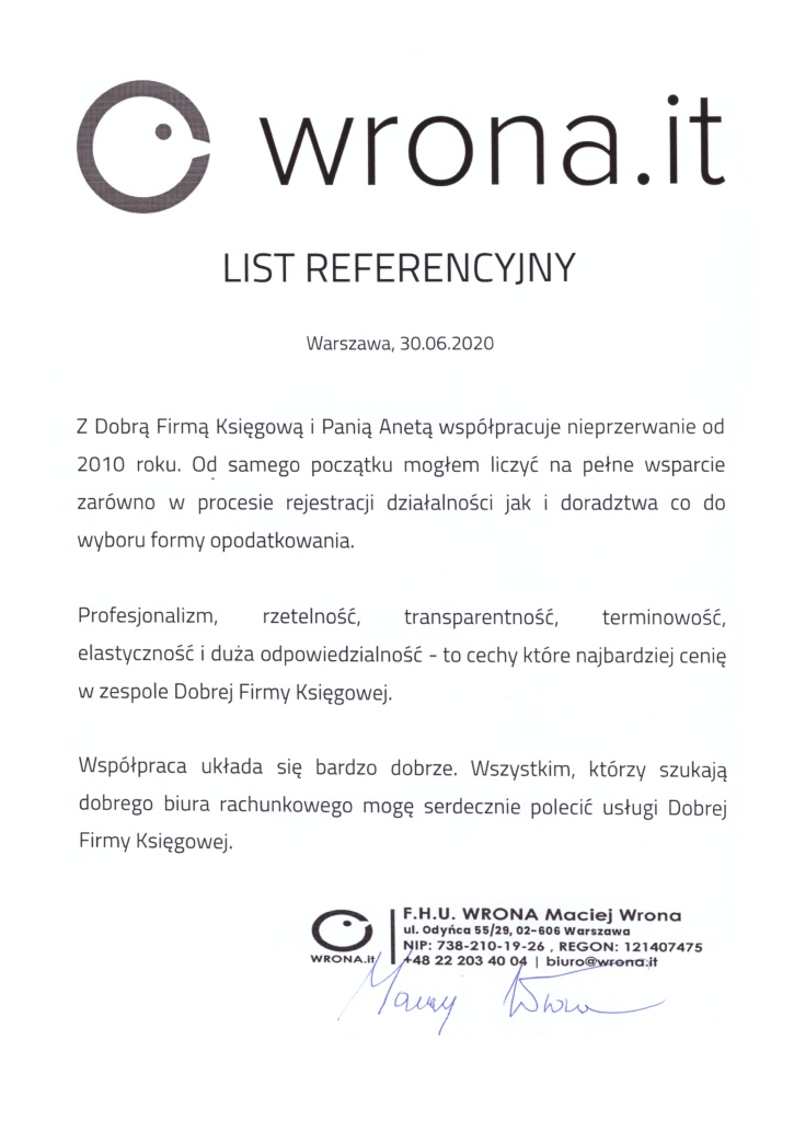 Referencje – Dobra Firma Księgowa Kraków